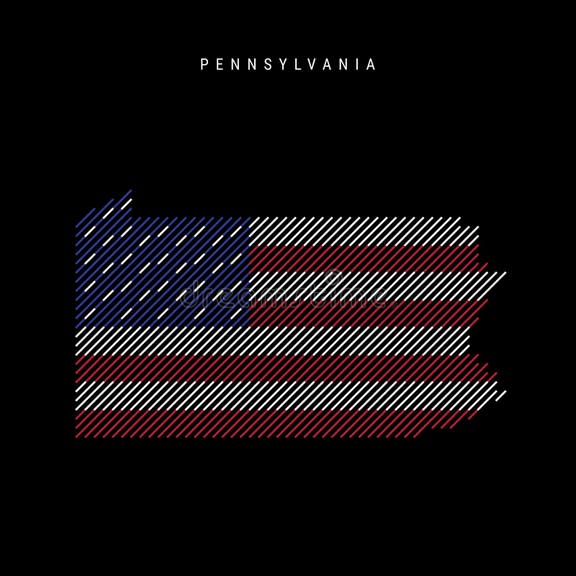 Pennsylvania US State Hatched Silhouette Map of Slanted Lines Pattern ...