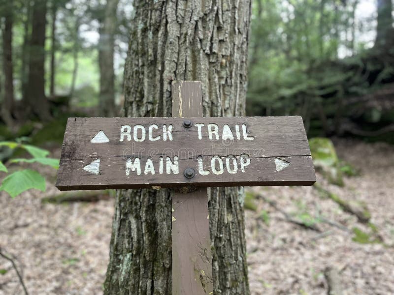 Sign for Rock Trail and Main Loop on Fred Woods Trail Stock Image ...