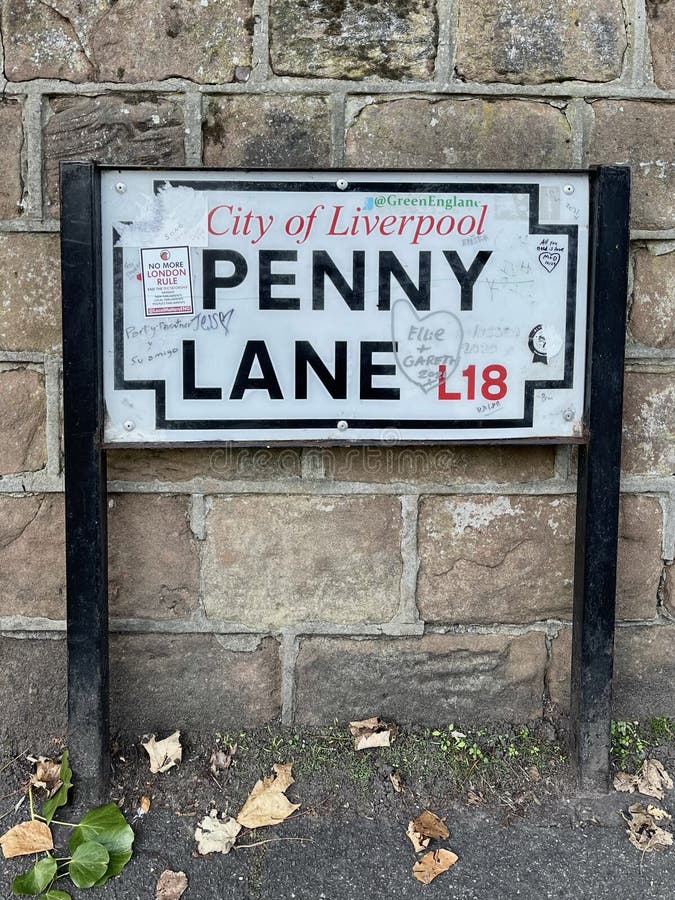 Penny Lane Sign Against a Brick Wall in Liverpool Editorial Photo ...