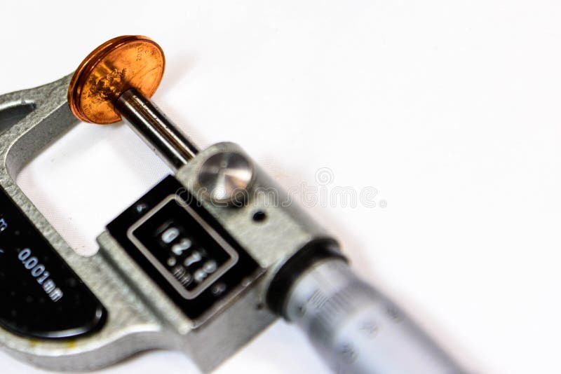 Penny in a Micrometer Guage To Measure Thickness Stock Image - Image of ...