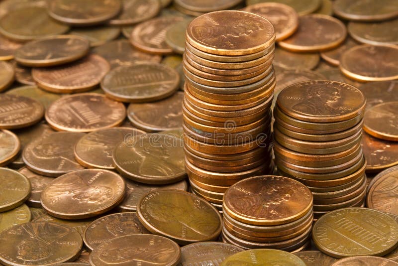 Penny Stacks Three stock image. Image of copper, cent - 19044329