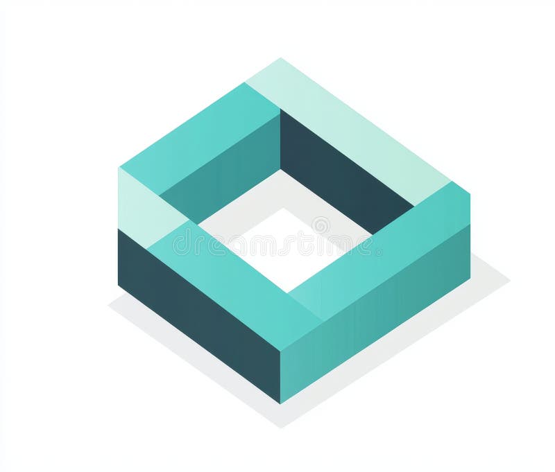 Penrose Triangle in Blue, Impossible Figure in Turquoise, Cartoon ...
