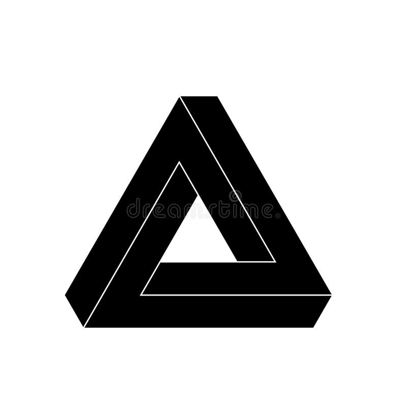Penrose Triangle Icon. Geometric 3D Object Optical Illusion Stock ...