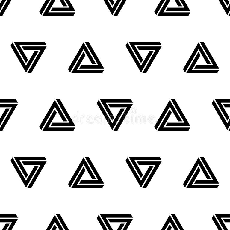 Penrose Triangle Icon Seamless Pattern. Impossible Vector Geometric ...
