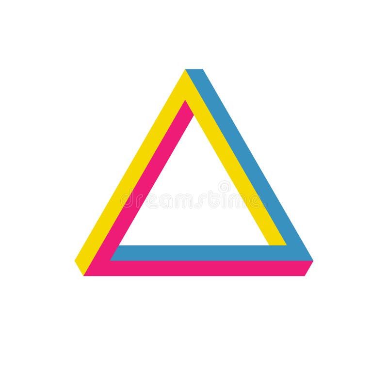 Penrose Triangle Icon in Three Colors. Geometric 3D Object Optical ...