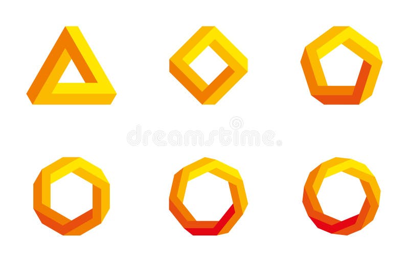 Penrose Triangle and Polygons Outline Stock Vector - Illustration of ...