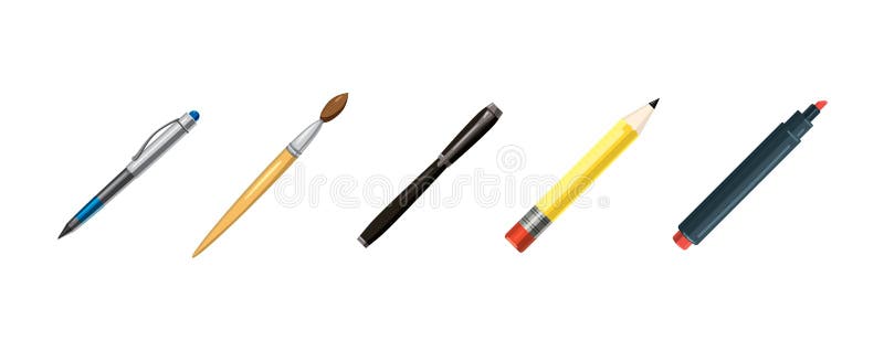 Pens Icon Set, Cartoon Style Stock Vector - Illustration of pens ...