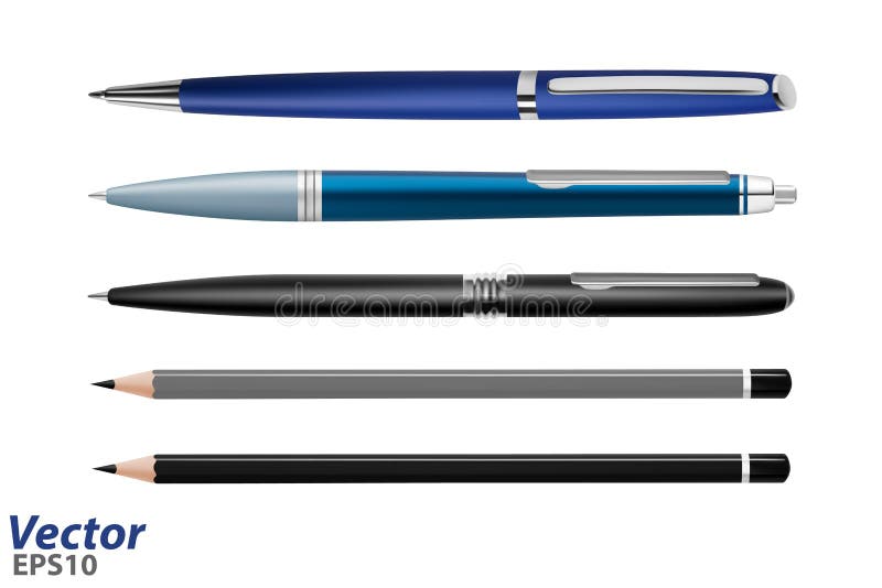 Pens and Pencils in a Vector. Stock Vector - Illustration of insulated ...