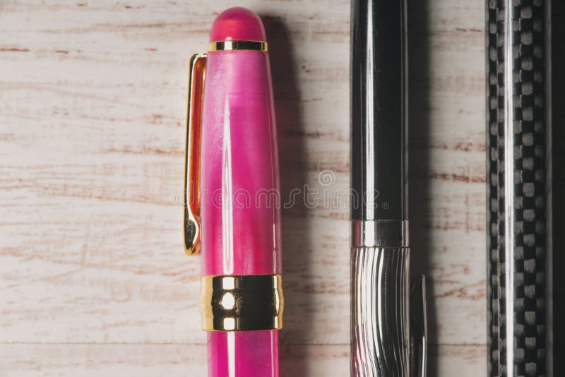 Pens Set of the Table Horizontal Stock Photo - Image of metal, white ...