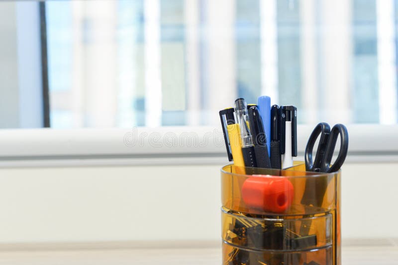 Pens vase stock image. Image of supplies, desk, vase - 49246029