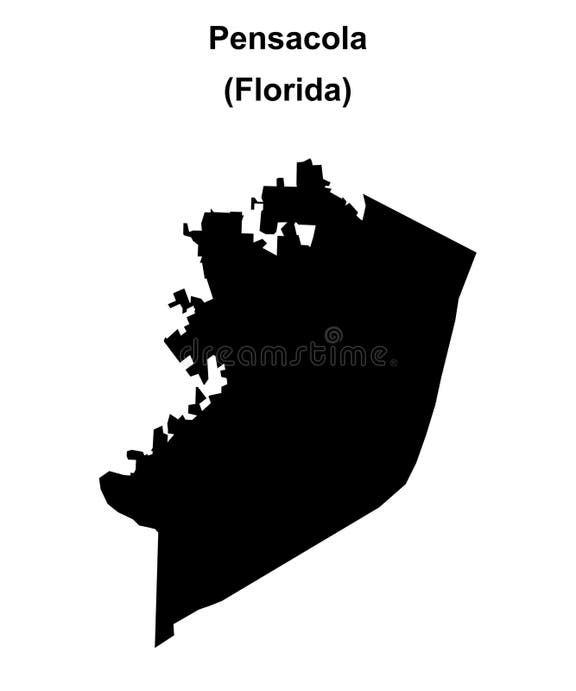 Pensacola outline map stock vector. Illustration of vector - 357255648
