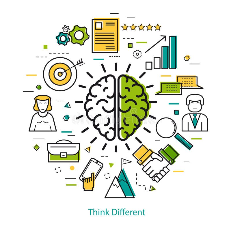 Pense Diferente - Linha Arte Ilustração Stock - Ilustração de sucesso ...