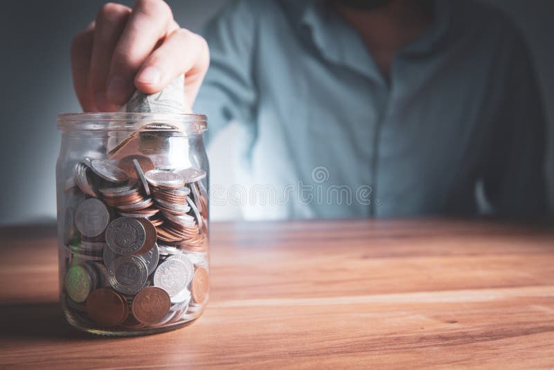 Pension Fund Jar. Coins and Inflation Stock Image - Image of deposit ...