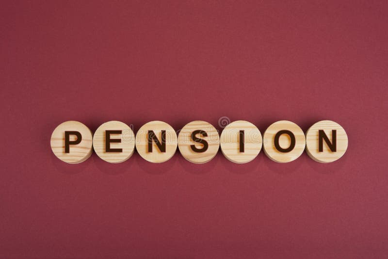 Pension Sign on a Wooden Circles on a Red Stock Photo - Image of growth ...