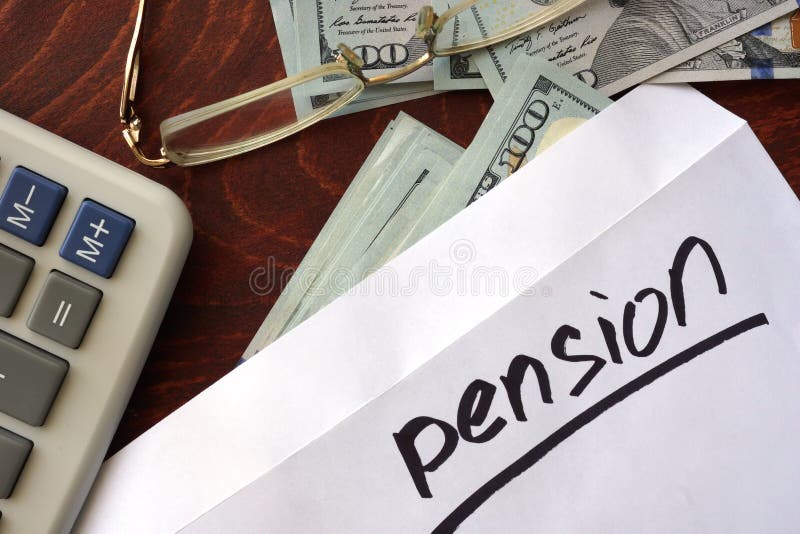 Pension Written on an Envelope with Dollars. Stock Image - Image of ...
