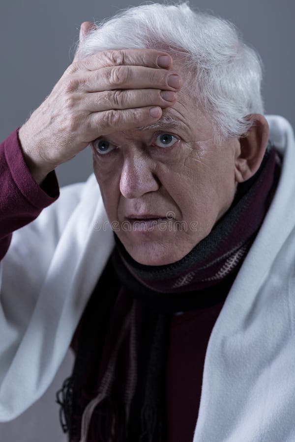 Pensioner Having High Fever Stock Photo - Image of retirement, gray ...