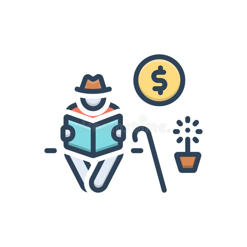 Color Illustration Icon for Pensioner, Retired Person and Elder Stock ...