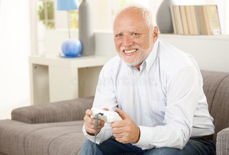Portrait of Happy Senior Man with Computer Stock Photo - Image of desk ...