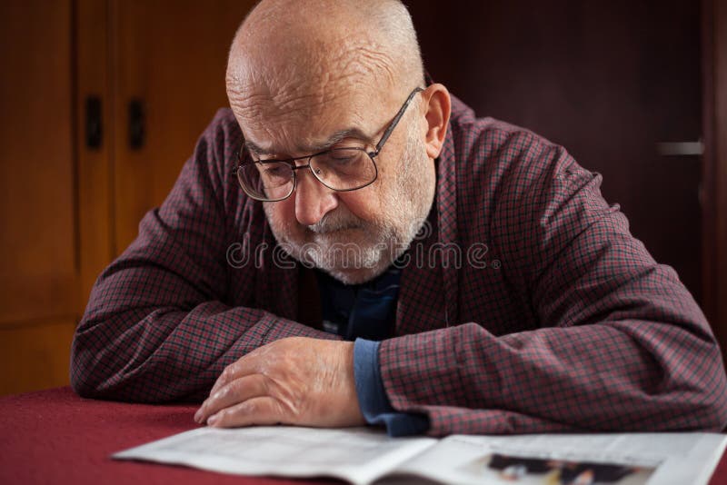 Pensioner Reading Newspaper Stock Photo - Image of reader, gentleman ...