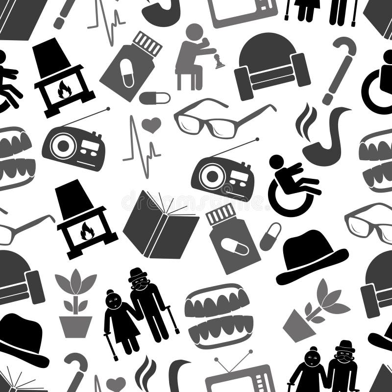 Pensioner Senior Citizen Theme Seamless Pattern Eps10 Stock Vector ...