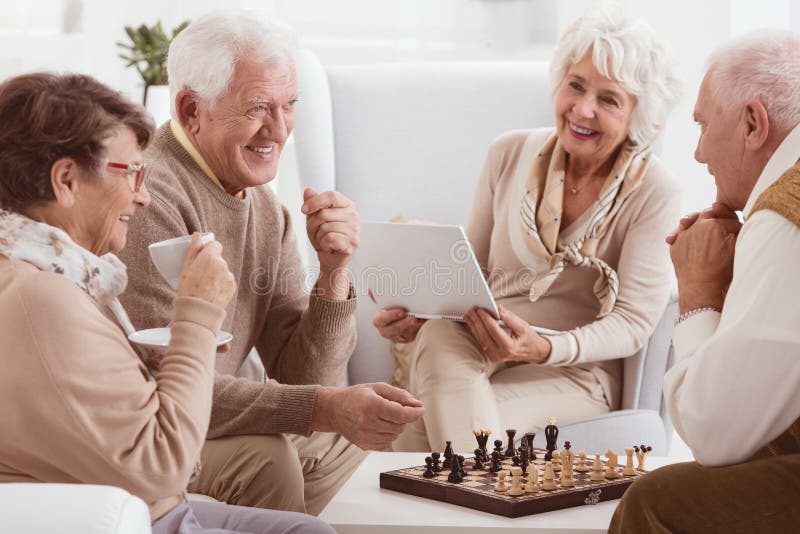 Seniors playing chess stock image. Image of mature, relation - 82349977