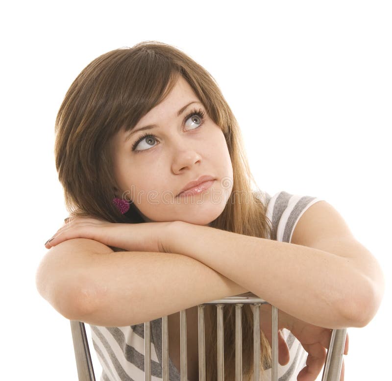 Pensive stock photo. Image of fashion, chair, lady, lifestyle - 12653174