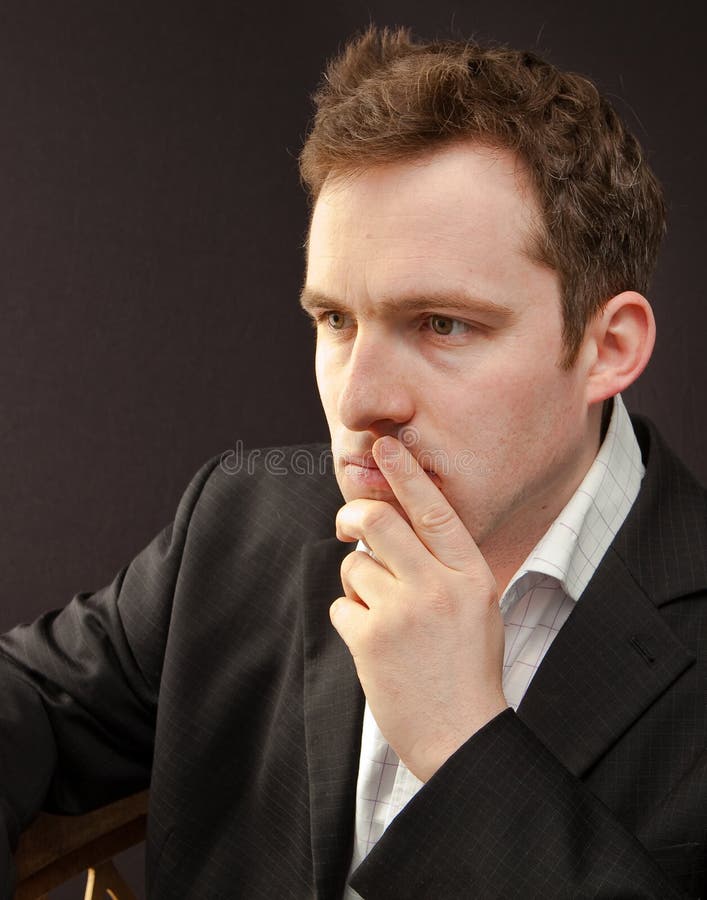 Pensive stock image. Image of caucasian, dark, male, shadow - 20438683
