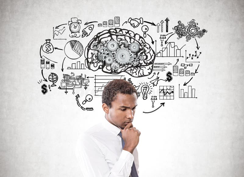 Pensive African American Businessman, Brain, Plan Stock Photo - Image ... Pensive African American Businessman, Brain, Plan Stock Photo - Image ...