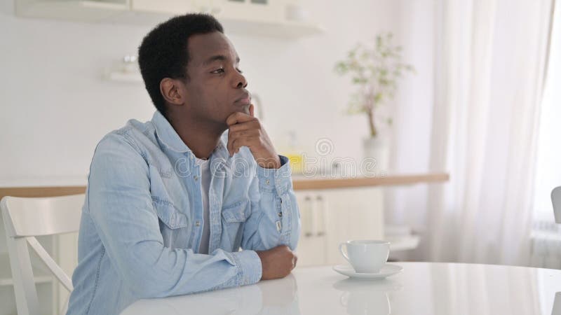 Pensive African Man Thinking at Home Stock Image - Image of ideas ...