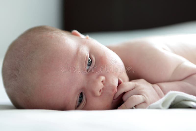 Pensive baby boy stock image. Image of child, cute, contemplation ...
