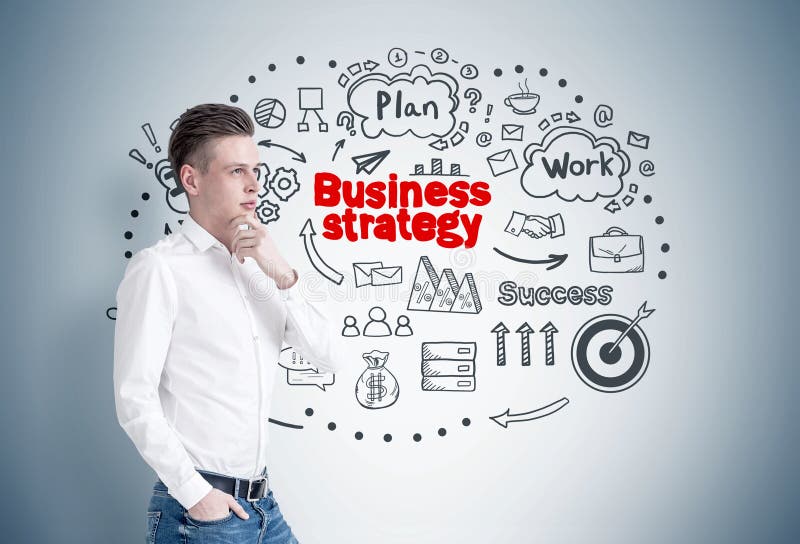 Businessman with Strategy Text and Increasing Graph Overlay Stock Photo ...