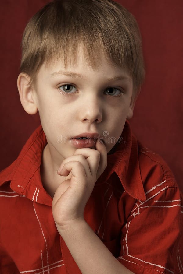 Pensive boy stock photo. Image of portrait, problem, think - 2197774