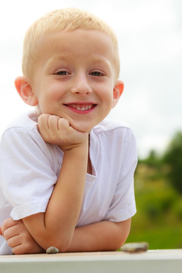 Pensive Boy Child Thinking and Daydreaming. Stock Photo - Image of ...
