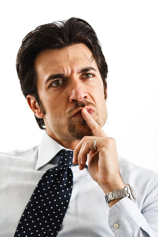 Handsome Businessman with Pensive Expression Stock Photo - Image of ...