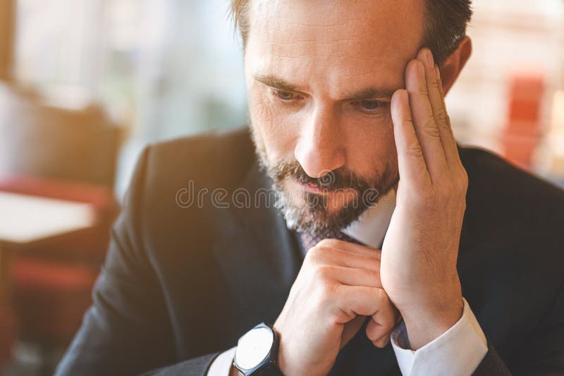 Pensive Businessman Making Decision with Seriousness Stock Image ...