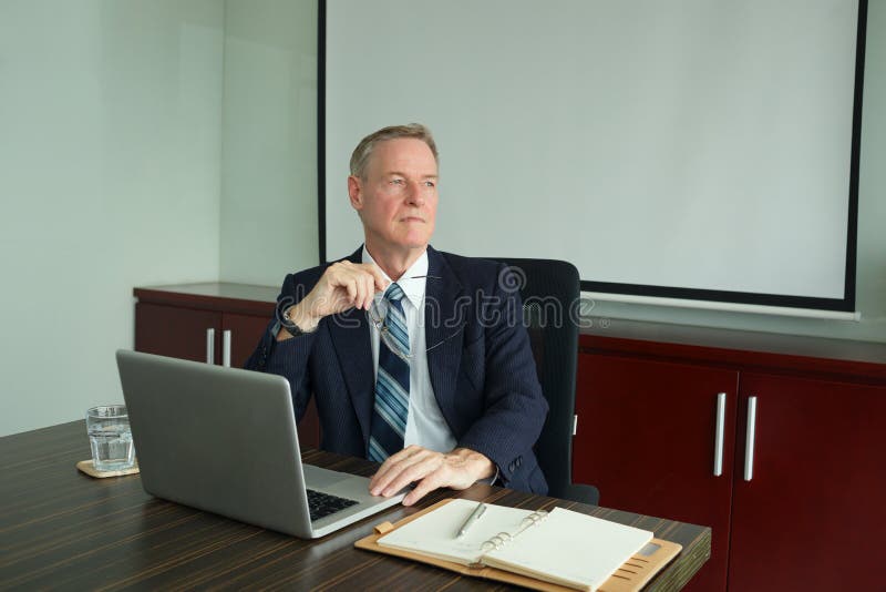 Pensive businessman stock image. Image of workplace, inspiration - 50161829