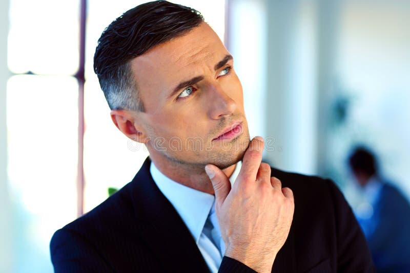 Pensive businessman stock photo. Image of consultant - 46461224