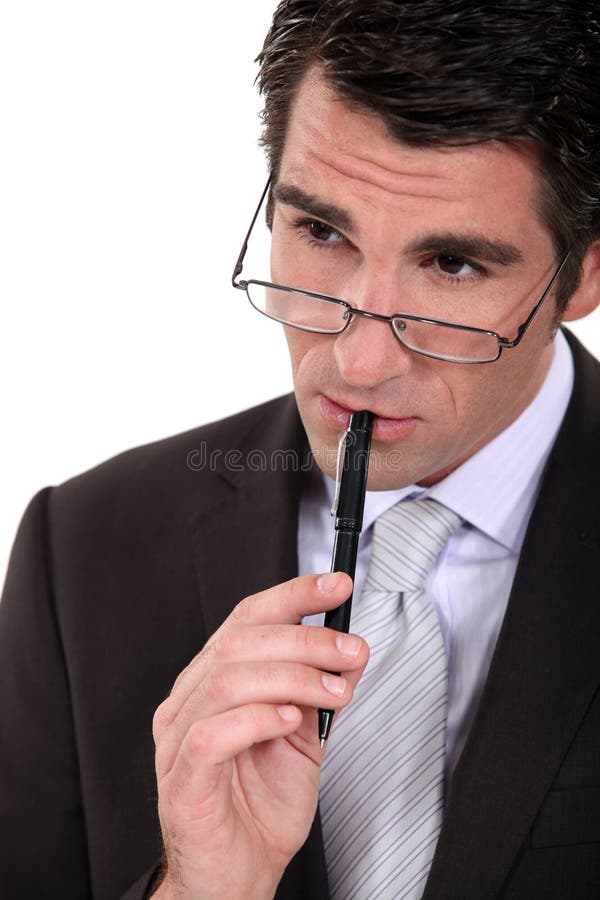 A pensive businessman. stock photo. Image of caucasian - 30483628