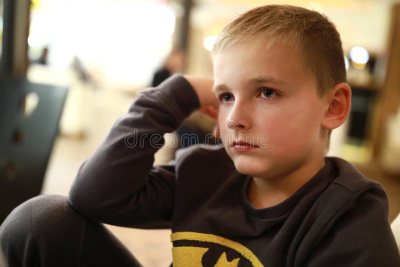 Pensive child indoor stock photo. Image of childhood - 162328668