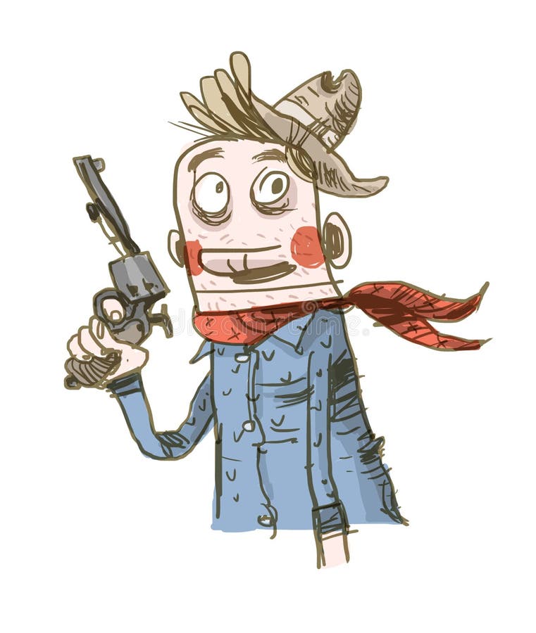 Pensive Cowboy stock illustration. Illustration of cartoon - 94981058