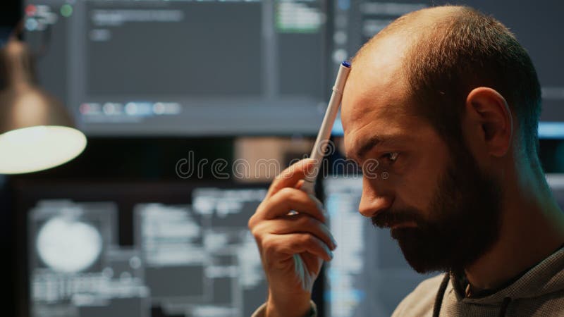 Pensive Database Admin Brainstorming Ideas In Office Stock Image Image Of Information Cyber