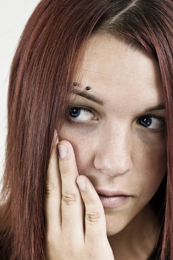 Pensive girl stock photo. Image of hand, pensive, shoot - 3632218