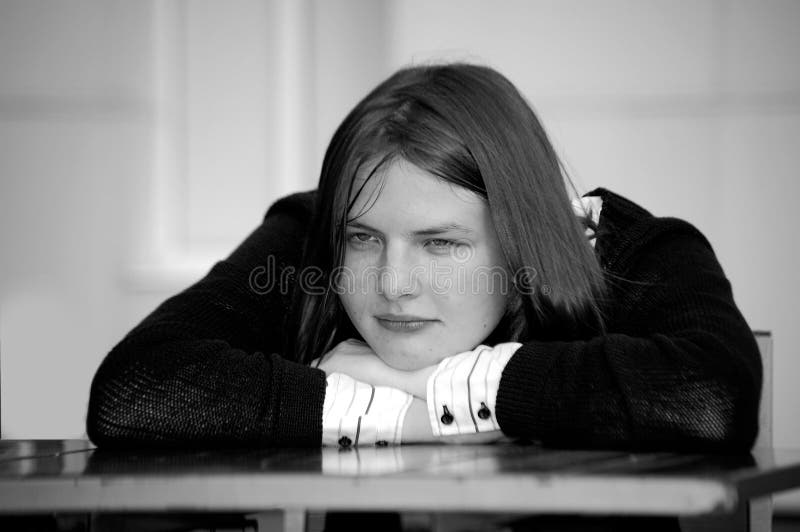 Pensive girl stock photo. Image of fixed, adolescence - 6107822