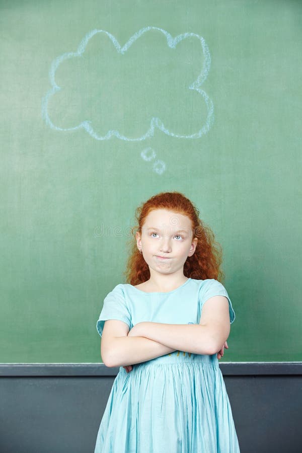 Pensive Girl with Thought Bubble Stock Image - Image of class, bubble ...