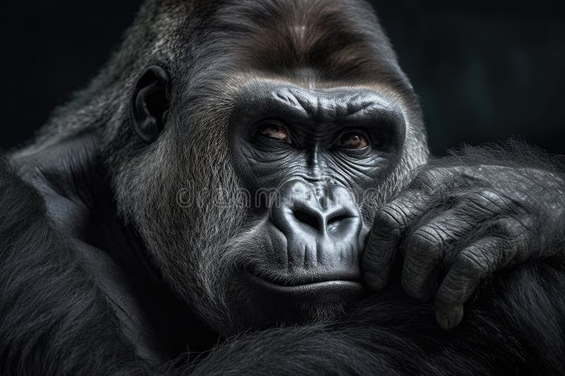 Pensive Gorilla stock illustration. Illustration of wild - 279161375