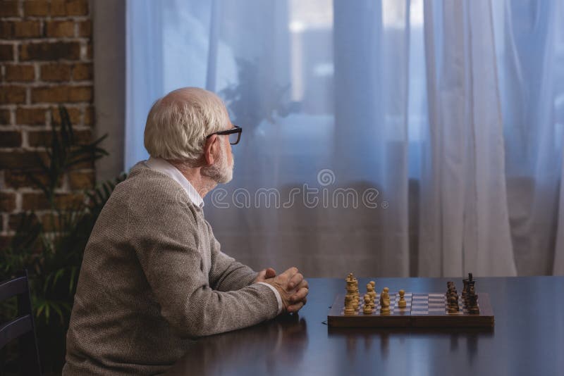 Pensive Grey Hair Man Thinking and Looking Away Stock Photo - Image of ...