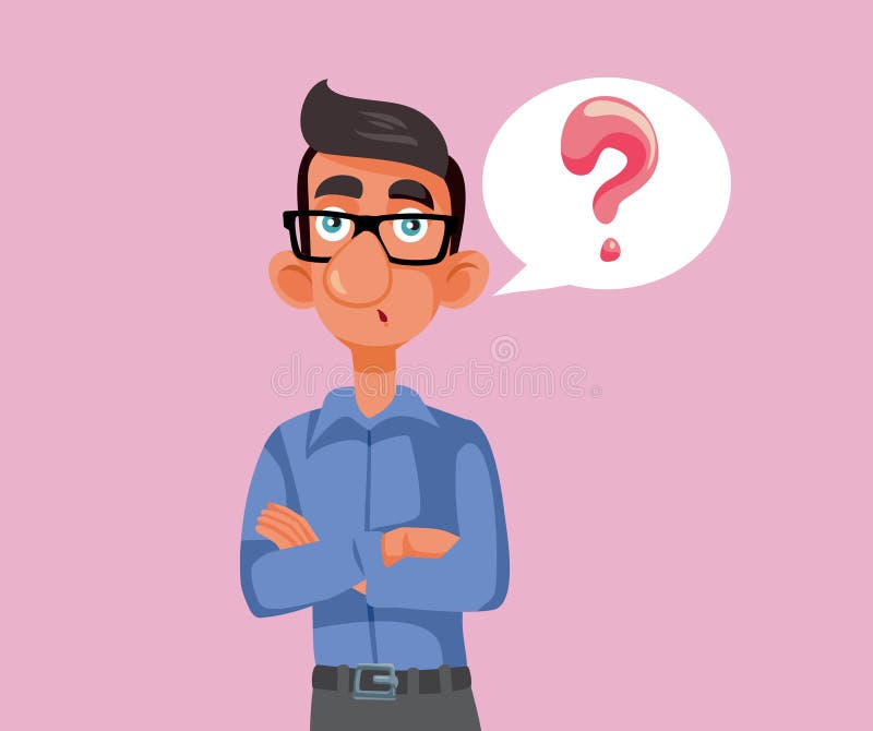 Puzzled Young Man Having Questions Vector Cartoon Character Stock ...