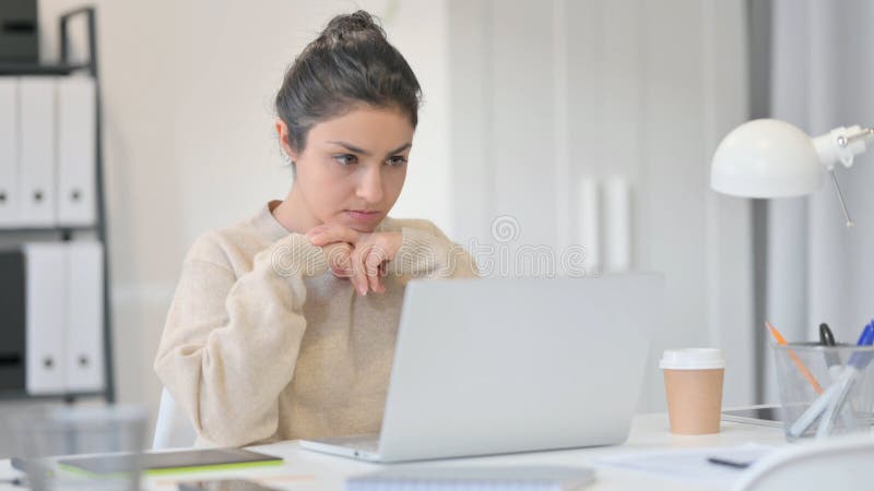 Pensive Indian Woman Reading on Laptop Stock Photo - Image of fantasy ...