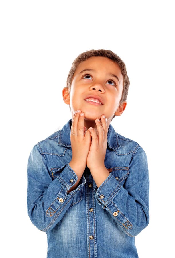 Pensive Kid Imagining Something Stock Photo - Image of childhood ...