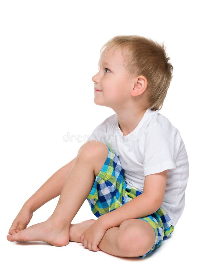 Pensive little boy stock image. Image of smile, studio - 61574285
